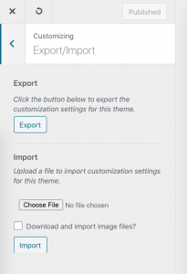Import / Export Customizer Settings WordPress Child Theme
